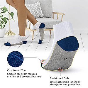 MONFOOT Women's and Men's 6 Pairs Daily Cushion Comfort Fit Performance Quarter Socks Medium, multipack
