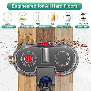 Jajadeal Mop Head for Dyson V15 V11 V10 V8 V7 Vacuum Cleaners, Electric Mop Attachment with Detachable Water Tank and 12 Reusable Mop Pads