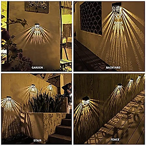 EHO Solar Deck Lights, Solar Fence Lights Outdoor Waterproof LED Garden Decorative Lighting for Post, Patio, Front Door, Step, Stair, Pool and Yard, Warm White, 4 Pack