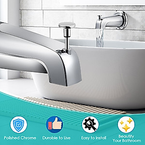 Enhon Universal Bathroom Spout with Metal Cover, 5 1/4 Inch Reach, Front Mount Tub Spout with Shower Diverter, 1/2'' IPS Thread (Chrome)