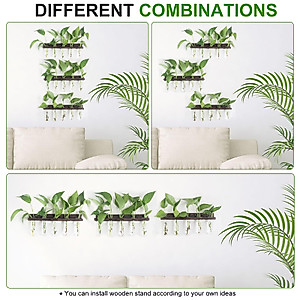 Renmxj Plant Propagation Station Tubes, 3 Tiered 15 Wall Hanging Glass Test Tubes Vase Planter for Hydroponic Home Garden Office Decor, Gardening Gifts for Women Plant Lover - Brown