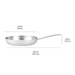 Amazon Basics Tri-Ply Stainless Steel Fry Pan, 12 Inch, Silver (Previously AmazonCommercial brand)
