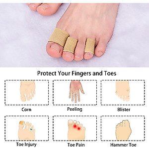 Toe Sleeve Protectors Toe Cushion Tube Soft Gel Corn Pads Protectors, 42PCS Toe Spacers for Bunion, Hammer Toe, Cushions Corns, Blisters, Calluses on Toes, Fingers, Feet, YEAJOIN (4 Size)
