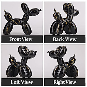 QIANLING Black Balloon Dog Statue, Black Decor Resin Balloon Dog Sculpture, Black Balloon Dog Statues for Home Decor, Modern Living Room, Room, Bookshelf, Mantel, Centerpieces