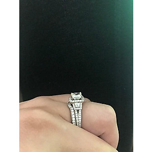 Molioaki 2 Carat (ctw) moissanite engagement rings for women Platinum Plated Silver moissanite rings 7