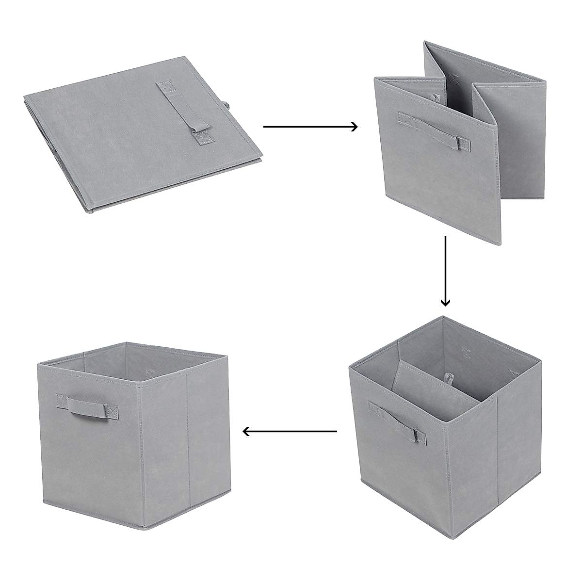 MAX Houser Storage Bins Cubes Baskets Containers with Dual Handles for Home Closet Bedroom Drawers Organizers,Foldable,10.5x10.5x11 Inches,Set of 6