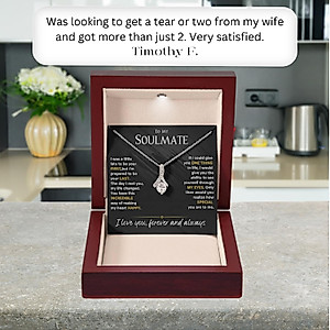 ROMESIA To My Soulmate Necklace For Women. Necklace for Girlfriend or To My Wife Necklace, Necklaces for Women Select 14k White Gold finish, 18K Yellow finish or Rose Gold Finish. Gifts for Girlfriend