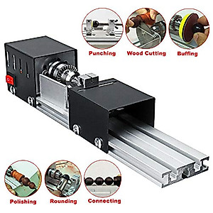 YWY Mini Lathe Machine Tool DIY Woodworking Wood lathe Milling machine Grinding Polishing Beads Drill Rotary Tool Set