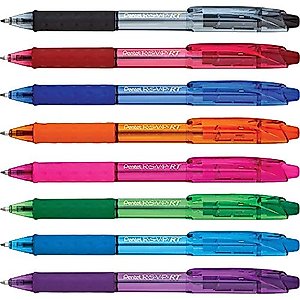 Pentel R.S.V.P. RT Colors New Retractable Ballpoint Pen, Medium Line, Assorted Ink Colors, Pack of 8 (BK93CRBP8M)
