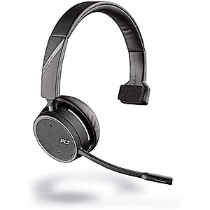 Plantronics - Voyager 4210 Office with Two-Way Base USB-A (Poly) - Bluetooth Single-Ear (Monaural) Headset - Connect to PC, Mac, & Desk Phone-Noise Canceling-Works with Teams (Certified), Zoom & more