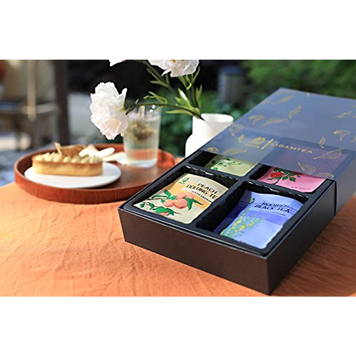 Libamtea Tea Sampler Gift Sets - Assorted Tea Gift Box - 24 Count Tea Bags,4 Tea Flavors | 100% Natural Ingredients | Holiday Gifts for Women（Peach Oolong,Jasmine,Rose Black,Rooibos）