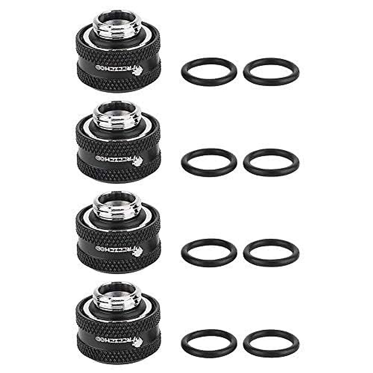 fosa 4 Pcs/8 Pcs OD 16mm Tube Fitting, Water Cooling Compression Fitting with Sealing Ringsfor AcrylicTube for Computer Water Cooling System(Black, 4 Pcs)