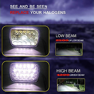 DOT 5X7 7"X6" Led Headlights Sealed Beam Hi/Lo Replace For H6054 Xenon Halogen Headlamps Wrangler Grand Cherokee XJ YJ 4x4 Tacoma pickup Dodge Ram Ford F250 E350 Chevy Corvette van