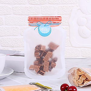 Enkrio 30 Pcs Mason Jar Zipper Bags Reusable Snack Bags Airtight Seal Bags for Kitchen Picnic (5S 10M 15L)