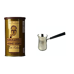 Mehmet Efendi Turkish Coffee 8.8oz w/ Stainless Steel Coffee Pot