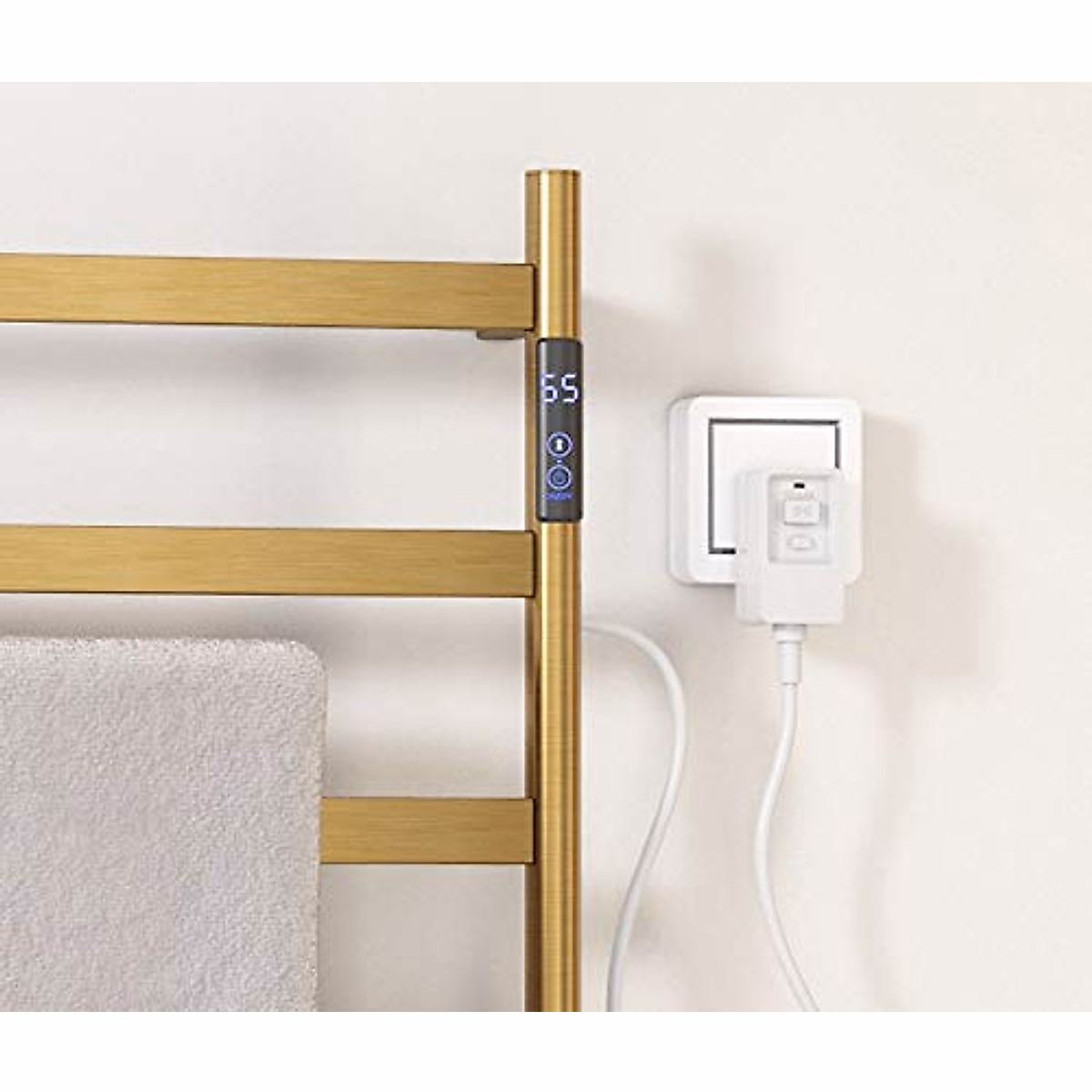 Towel Warmer 6 Bar Freestanding & Wall Mounted Heated Drying Rack Aluminum Frame Home Bathroom Space Saving Stainless Steel Heating Drying Rack (Color : Gold)