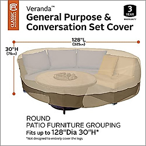 Classic Accessories Veranda Water-Resistant 128 Inch Round General Purpose Patio Furniture Cover, Patio Furniture Covers