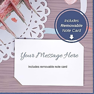 Paper Love 3D Pink Roses Pop Up Card, 5" x 7" Cover - Includes Envelope and Note Card