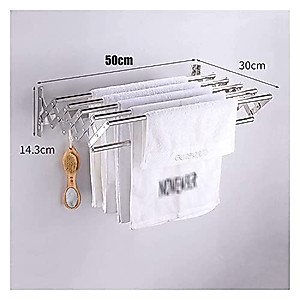 XMCX Accordion Wall Mounted Laundry Drying Rack Expandable Foldable Clothes Drying Rack Airer 304 Stainless Steel Dryer Collapsible Space Saver Easy Storage (Size : 50cm/19.7inch)