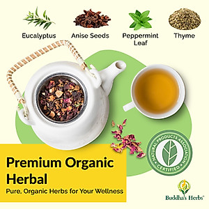 Buddha's Herbs Premium Breathe Relax Tea with Eucalyptus, 44 Tea Bags (Pack of 2)