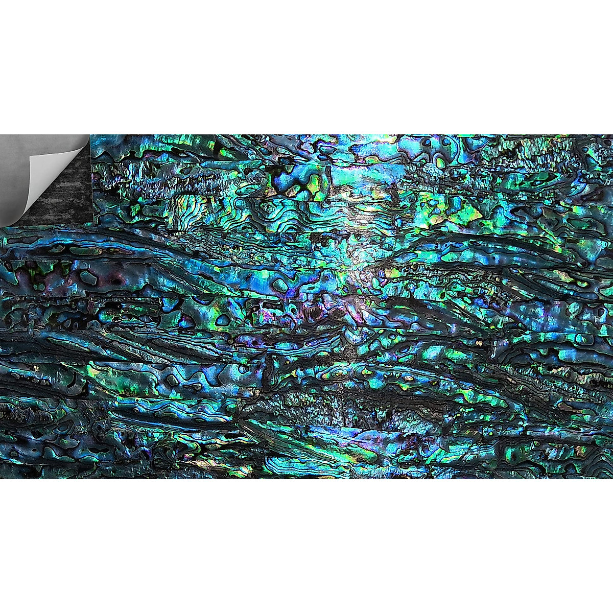 GOMMO Blue Paua Shell Veneer Sheet Enhanced for Inlay and Overlay Flat(9.4" x 5.5" x 0.007")(New Zealand Blue Abalone)