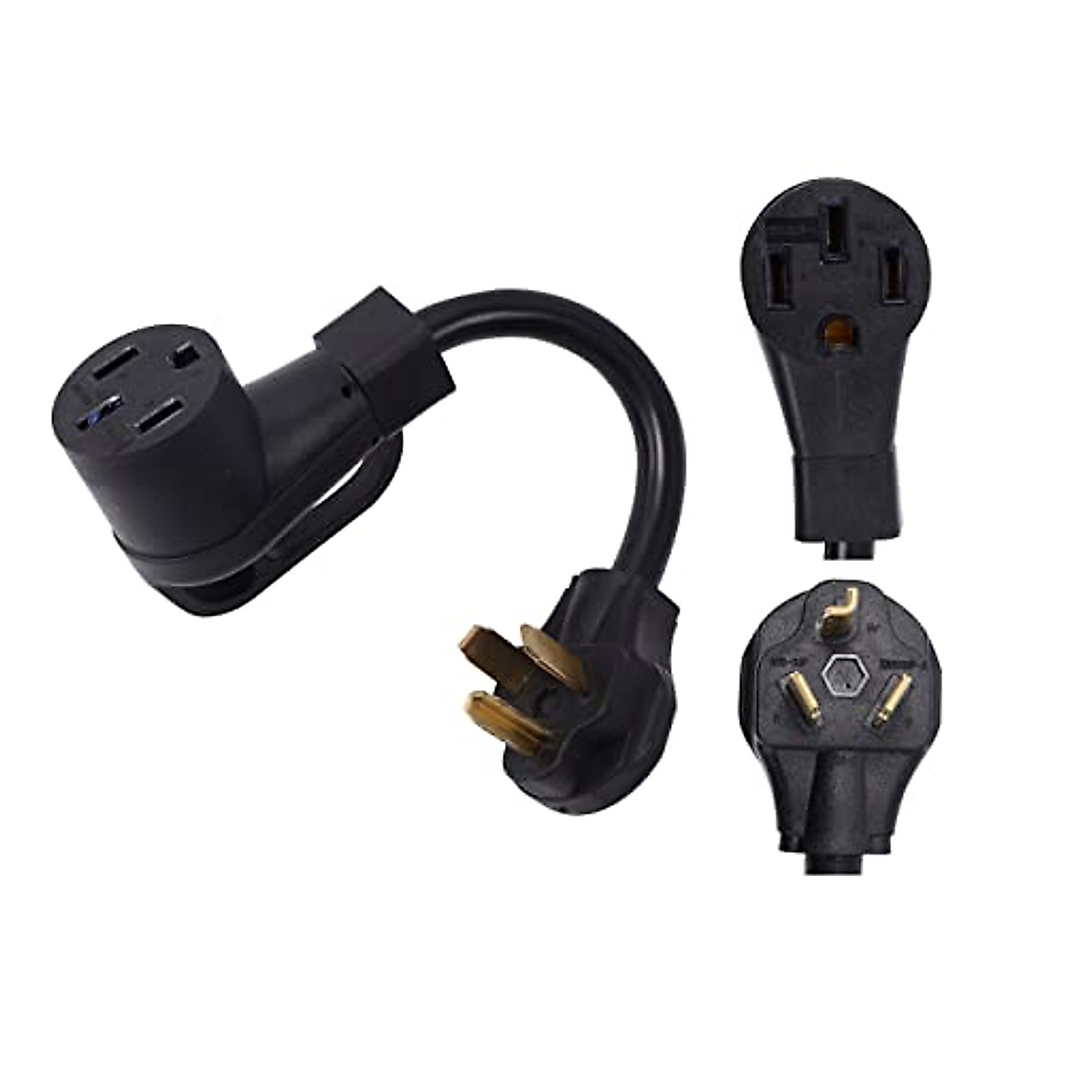 ONETAK NEMA 10-30P to 14-50R 120V/240V 30 Amp 3 Prong Male Plug to 50 Amp 4 Prong Female Outlet Receptacle Dryer Stove Welder RV Power Cord Adapter