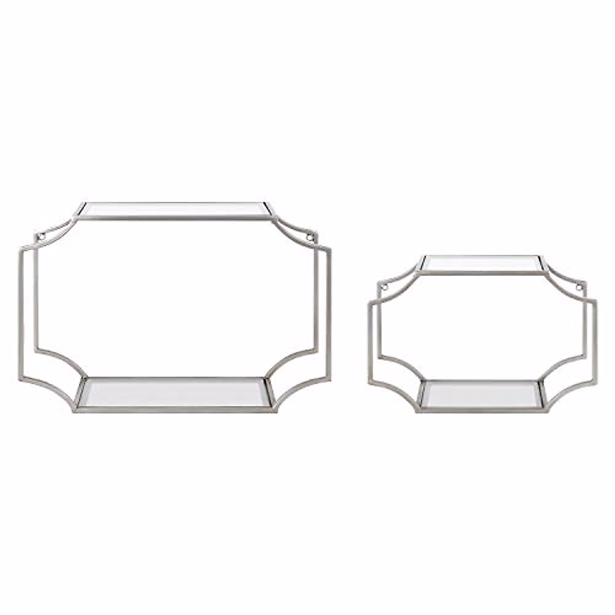 Kate and Laurel Ciel Modern Horizontal Shelves, Set of 2, Silver, Decorative Glam Wall Decor for Storage and Display