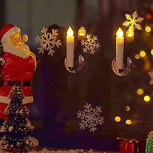 Homemory 20 PCS LED Window Candles with Remote Timer, Battery Operated Flameless Taper Christmas Candles Light with Clips/Suction Cups, Flickering Warm White Light, Dia 0.7''x 4''