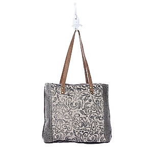 Myra Bag Leaf Print Cowhide & Upcycled Canvas Tote Bag S-1140