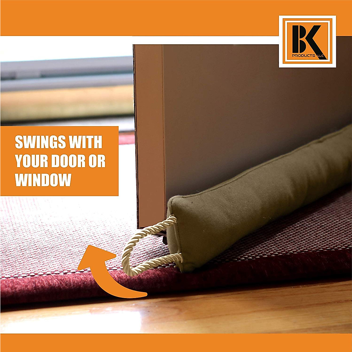 Draft Stopper - Door Draft Stopper Blocker - Under Door Weather Insulator Seal 37 inches - Sticks and Swings with The Door, Never Bend,2 Lbs Heavy and Effective Under Door Draft Stopper Energy Saver