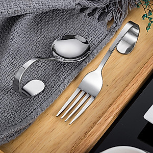 Stainless Steel Bent Handle Spoon Buffet Western Food Seafood Sushi Vertical Spoon Fork