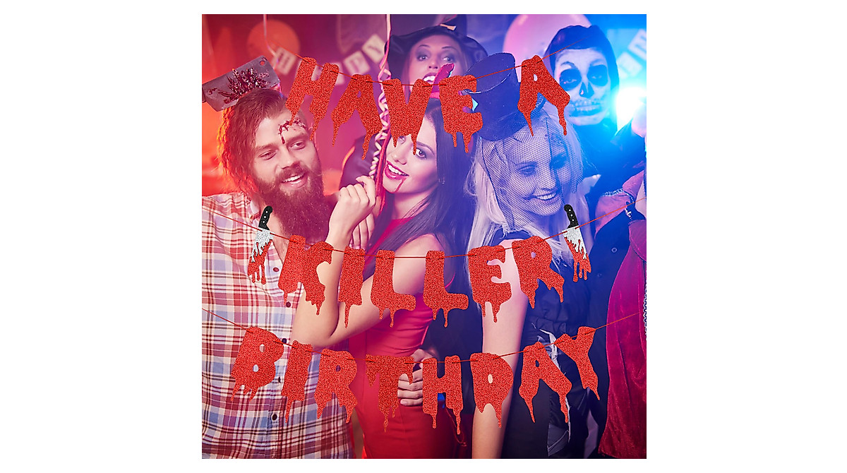 Killer Halloween Birthday Banner & Cake Topper | Horror Party Decor
