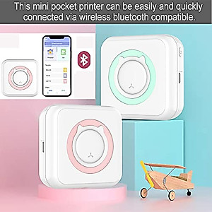 kdlgjdv Instaproud Portable Sticker Printer, Mini Printer Portable, Pocket Printer, Thermal Photo Printer, Inkless Photo Printer for Photos, Memos, Study Notes (Blue & 5 Rolls of Sticker Paper)