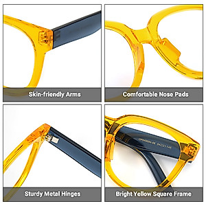 Zeelool Unisex Retro Oversized Square Glasses with Non-prescription Clear Lens Harrell ZOP049594-06 Yellow