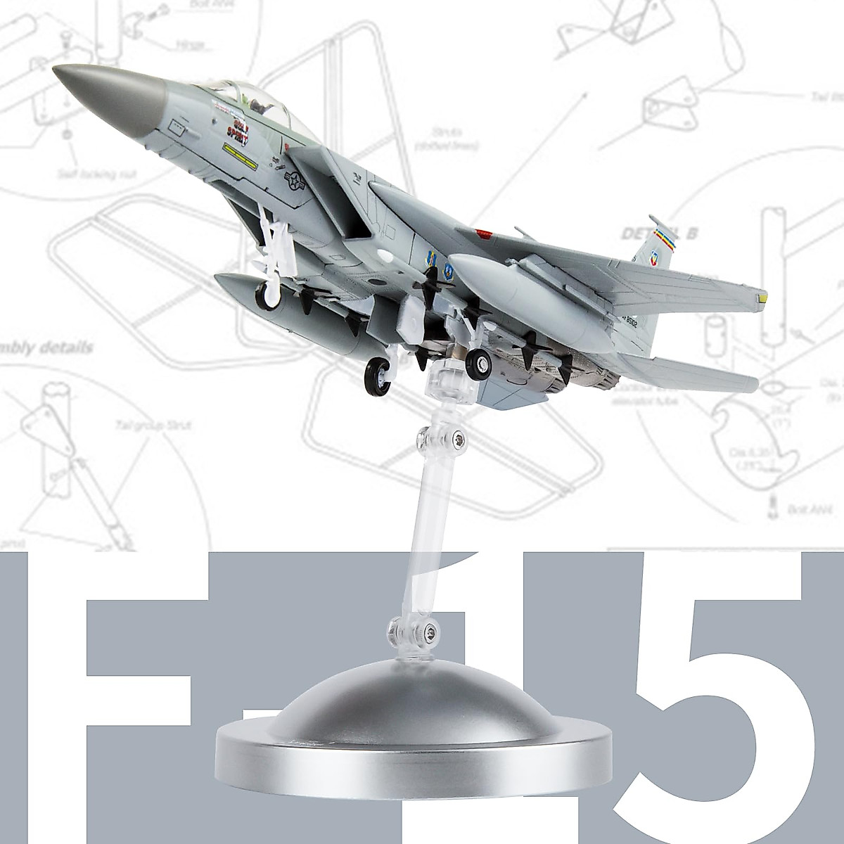 Lose Fun Park 1：100 F-15 Eagle Fighter Diecast Metal Fighter Military Planes Model Aircraft Model Airplane for Collection