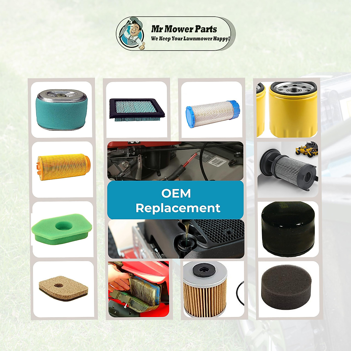 Mr Mower Parts Paper Air Filter Compatible with Cub Cadet 548436-R1 Kohler 231847S Tecumseh 31925 EL Smith 2557 Gravely 015373 20188600 15373 John Deere AM-30800 Onan 140-1188 140-188 ROL-AIR 431