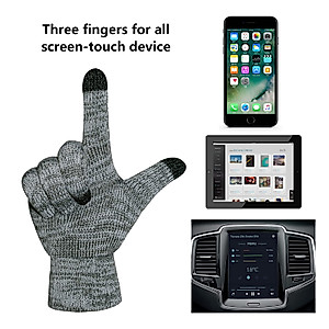 3 Pieces Winter Hat Scarf and Gloves Set for Men and Women, Knit Slouchy Beanie Cap&Neck Warmer&Screen-Touch Texting Gloves Dark Gray