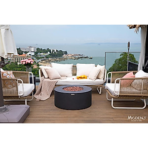 Modeno Venice Outdoor Table 34 Inches Natural Gas Fire Pit Patio Heater Concrete Firepits Outside Electronic Ignition Backyard Fireplace Cover Lava Rock Included