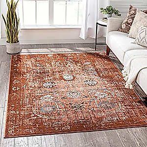 Well Woven Elle Copper Persian Vintage Shiraz (3'11" x 5'3") Area Rug Red Distressed Rust Modern Oriental Carpet