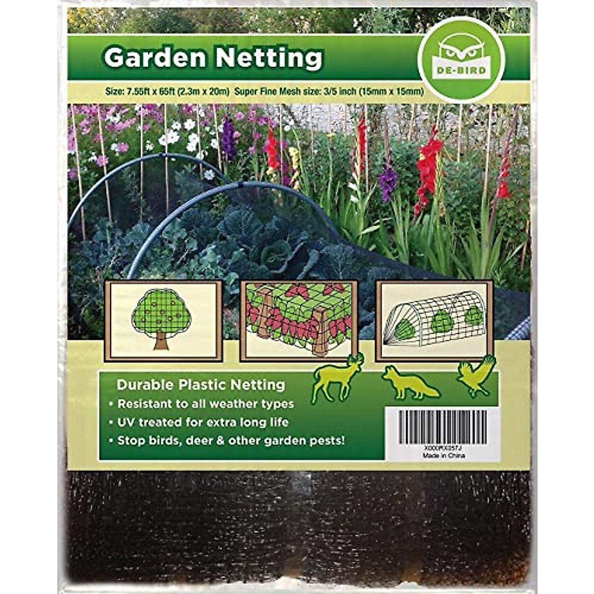 De-Bird Bundle Includes: Defender Spikes 12 pk & Heavy Duty Bird Netting to Protect Plants - Keep Away Pigeon, Woodpecker & Cats from Your Garden and Crops