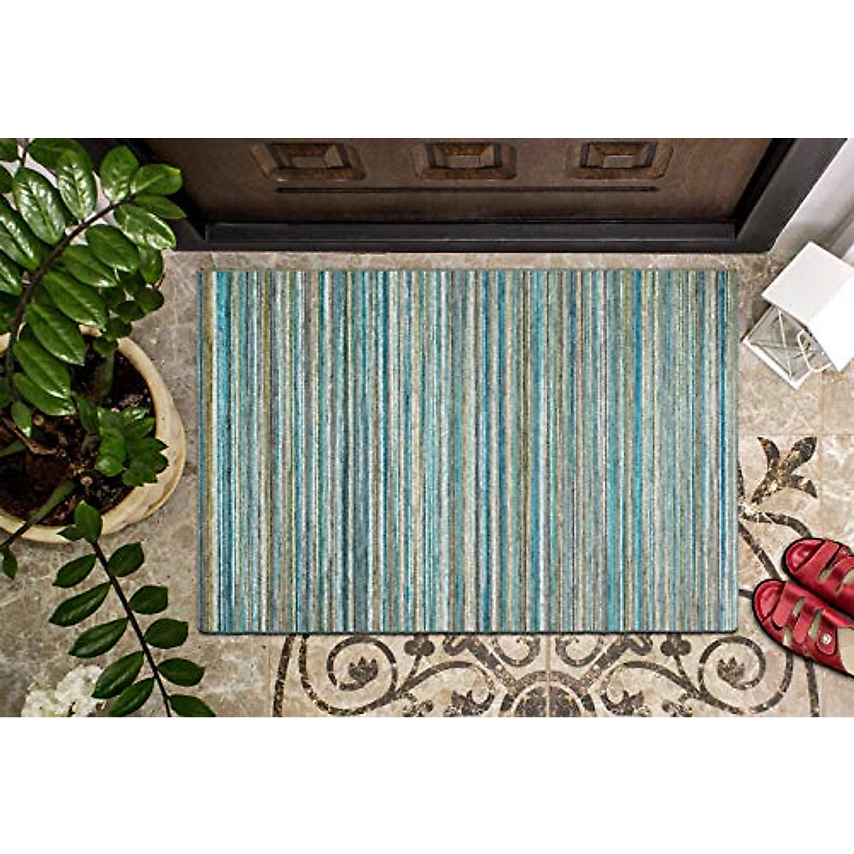 Brumlow MILLS Darcy Contemporary Print Washable Indoor or Outdoor Area Rug for Living Room, Bedroom, Dining, Kitchen or Entryway Mat, 30" x 46", Teal