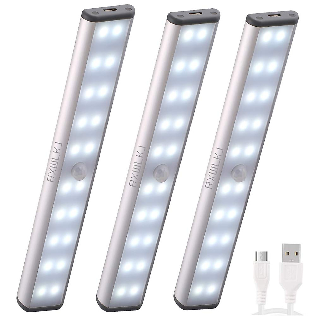 Rechargeable Motion Sensor Led Lights Under Counter Closet Lighting Battery Operated Lights Kitchen 20-Led Under Cabinet Lighting Closet Light Stick On Lights Night Lights Wireless Light (3 Pack)