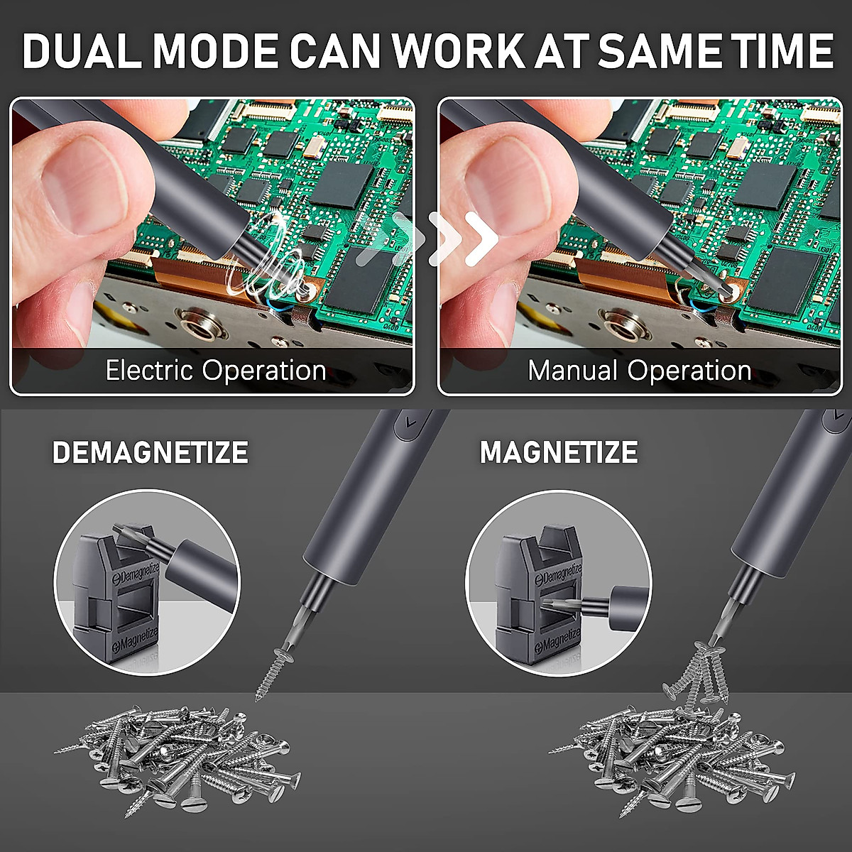 JEPANOR Mini Electric Screwdriver, Electric Precision Screwdriver Set, 76 in 1 Small Portable Cordless Torque Power Screwdriver with 60 Magnetic Bits, Rechargeable Handy Repair Tool for Phone Laptop