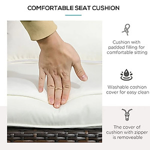 Hypeshops Patio Wicker Adirondack Chair w/Soft Cushions, Tall Curved Backrest and Comfortable Armrests - Cream White