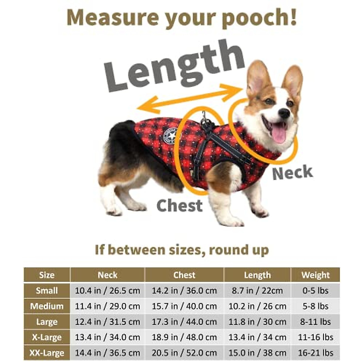 Macho Man Cold Weather Winter Dog Puppy Coat Harness Waterproof Windproof Warm Fleece Small Medium Large Dogs Holiday Pet Gift (Red Plaid, Large)