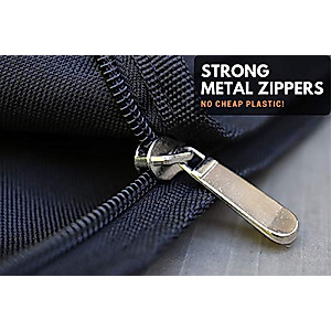 Chef’s Knife Roll Bag (14 slots) Holds 10 Knives PLUS Meat Cleaver, Utility Pocket, AND 4 Tasting Spoons! Our Durable Knife Carrier Includes Shoulder Strap and Name Card Holder. (Knives Not Included)