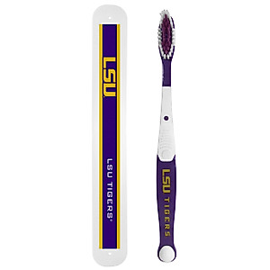 Siskiyou Sports NCAA LSU Tigers Unisex Travel Set Toothbrush and Travel Case, White, One Size