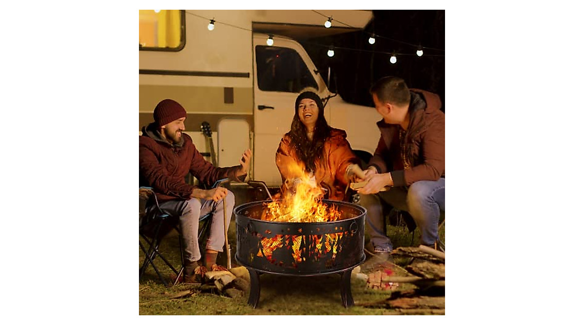 Portable 27-Inch Fire Bowl & Grill for Outdoor Use