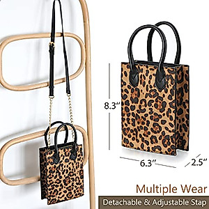 Leopard Print Shoulder Handbag Mini Tote Women Cross Body Bag Purse (Brown Leopard)