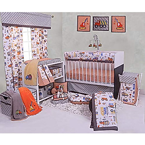 Bacati - Construction Multicolor Boys Nursing Pillow with POLYFILLED Insert Ultra-Soft 100% Cotton Fabric in a Fashionable Two-Sided Design